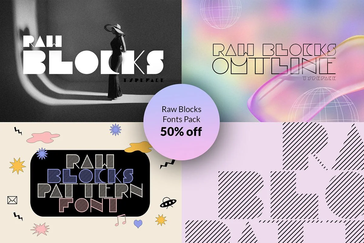 Raw Blocks- Elegant Retro Fonts Pack Free Download | Font Download